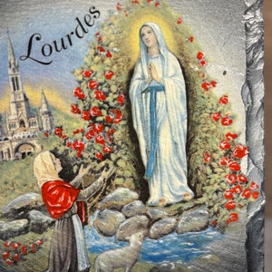 Vintage Slate Stone Lourdes Apparition Ornamental Wall Hanging ...