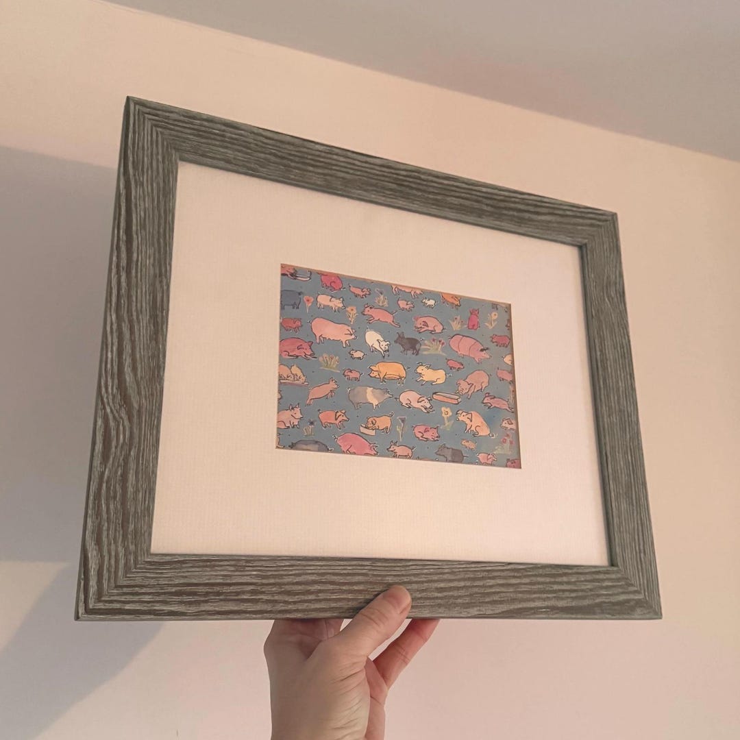 Preloved 49 Pigs by Sarah Battle Framed Art Print Wall Hanging ...