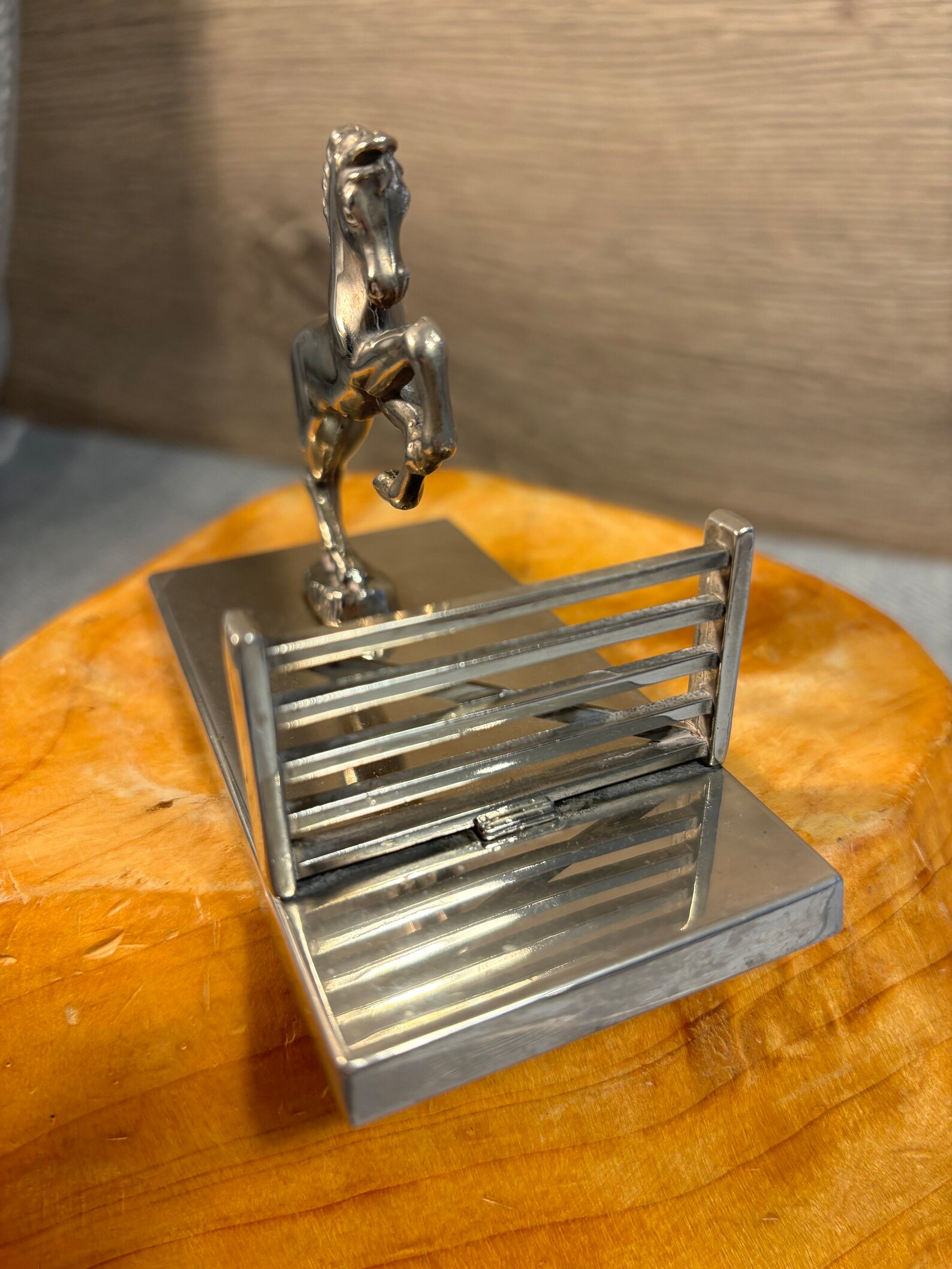 Vintage Seba Versilbert Pferd springen Zaun Briefumschlag Ständer Rack ...