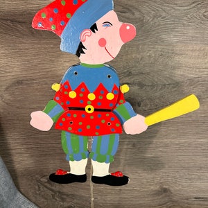 Vintage Collectible Wood Art Colourful Costume Animated Happy Jester ...