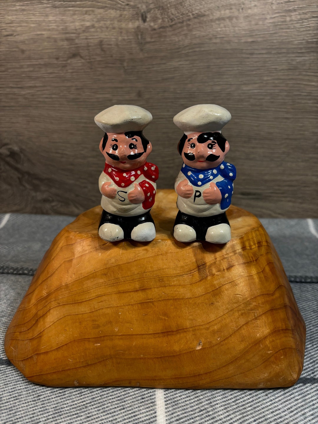 Vintage Red and Blue Polka Dot Scarves Bistro Chef With Black Moustache ...