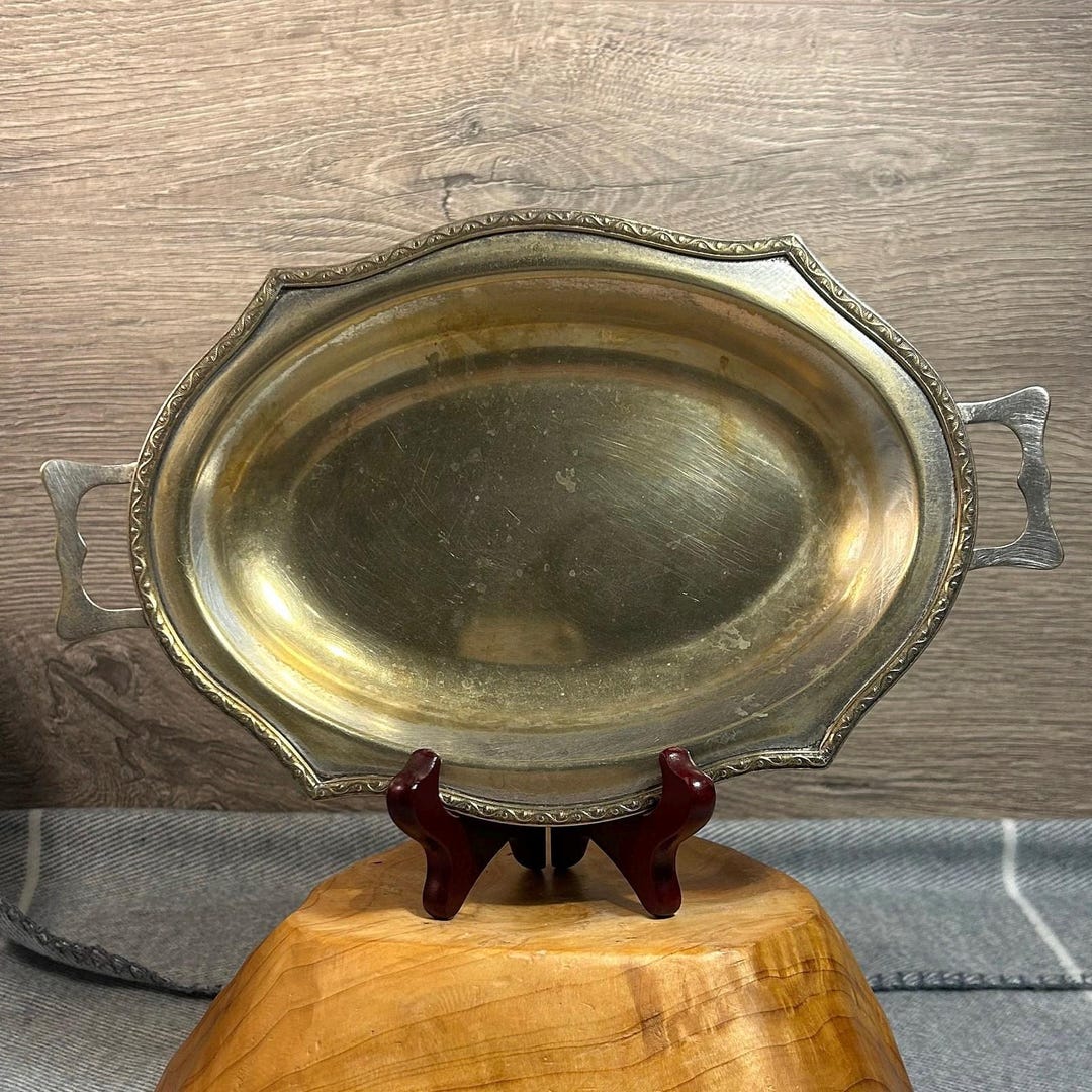 Vintage Yeoman Plate EPNS Made in England Footed Oval Tray | Mid ...