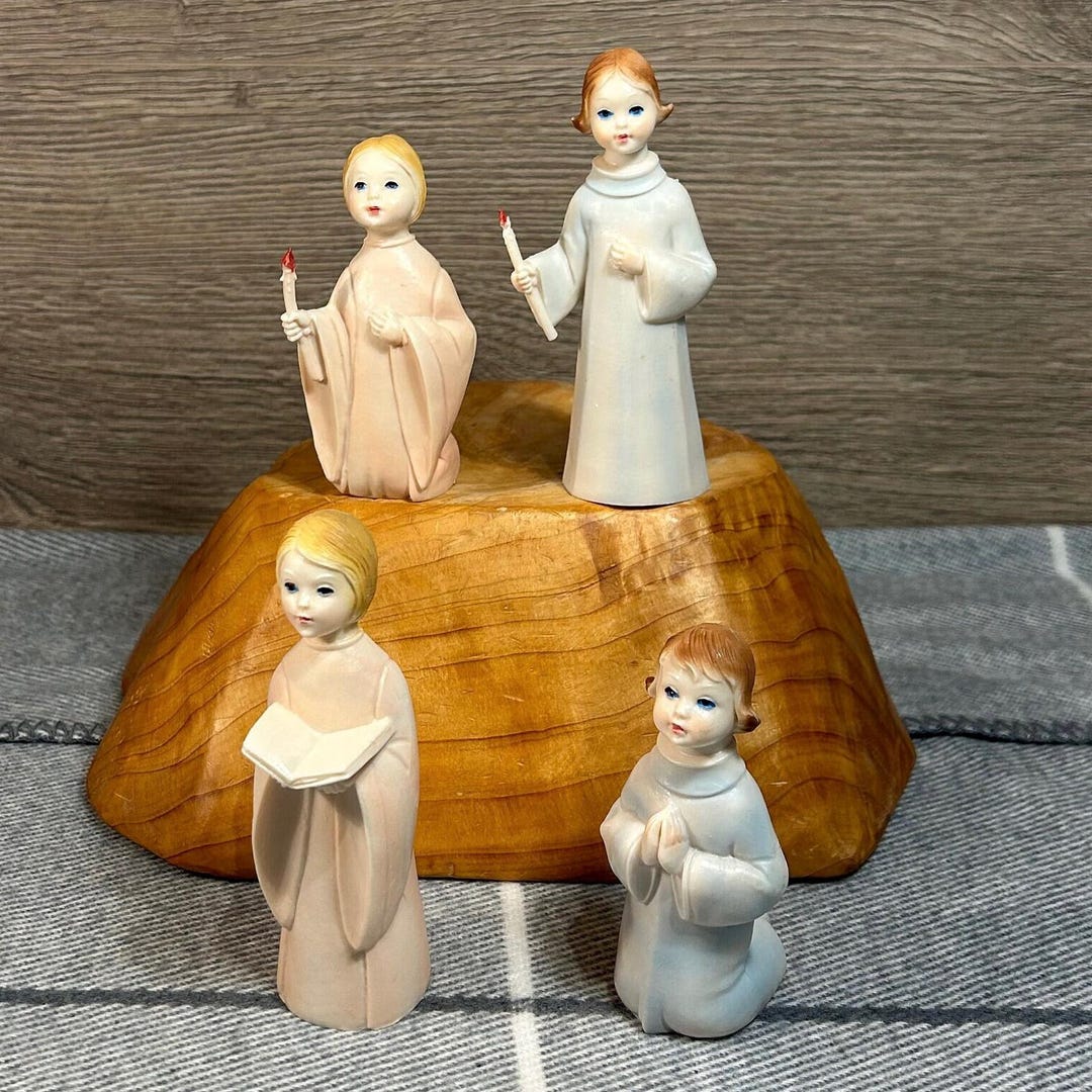 Vintage 1950s Figurines of Four Religious Children Praying & Holding ...