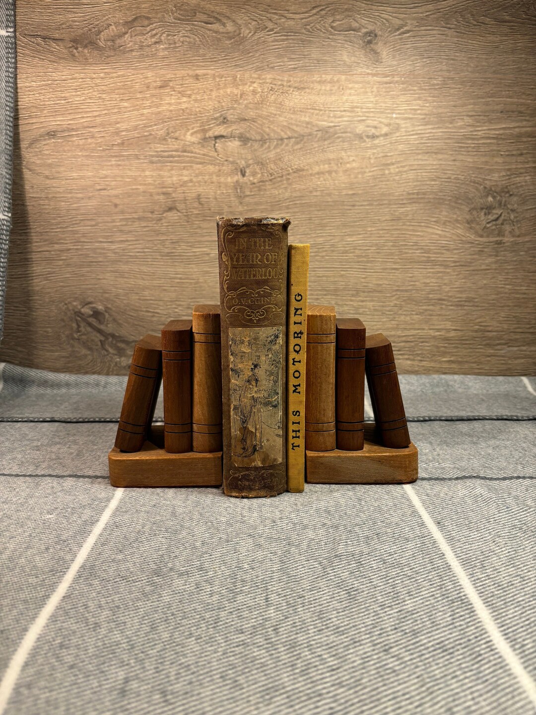 Vintage Hand Crafted Wooden Bookends in the Shape of Books With Felt ...