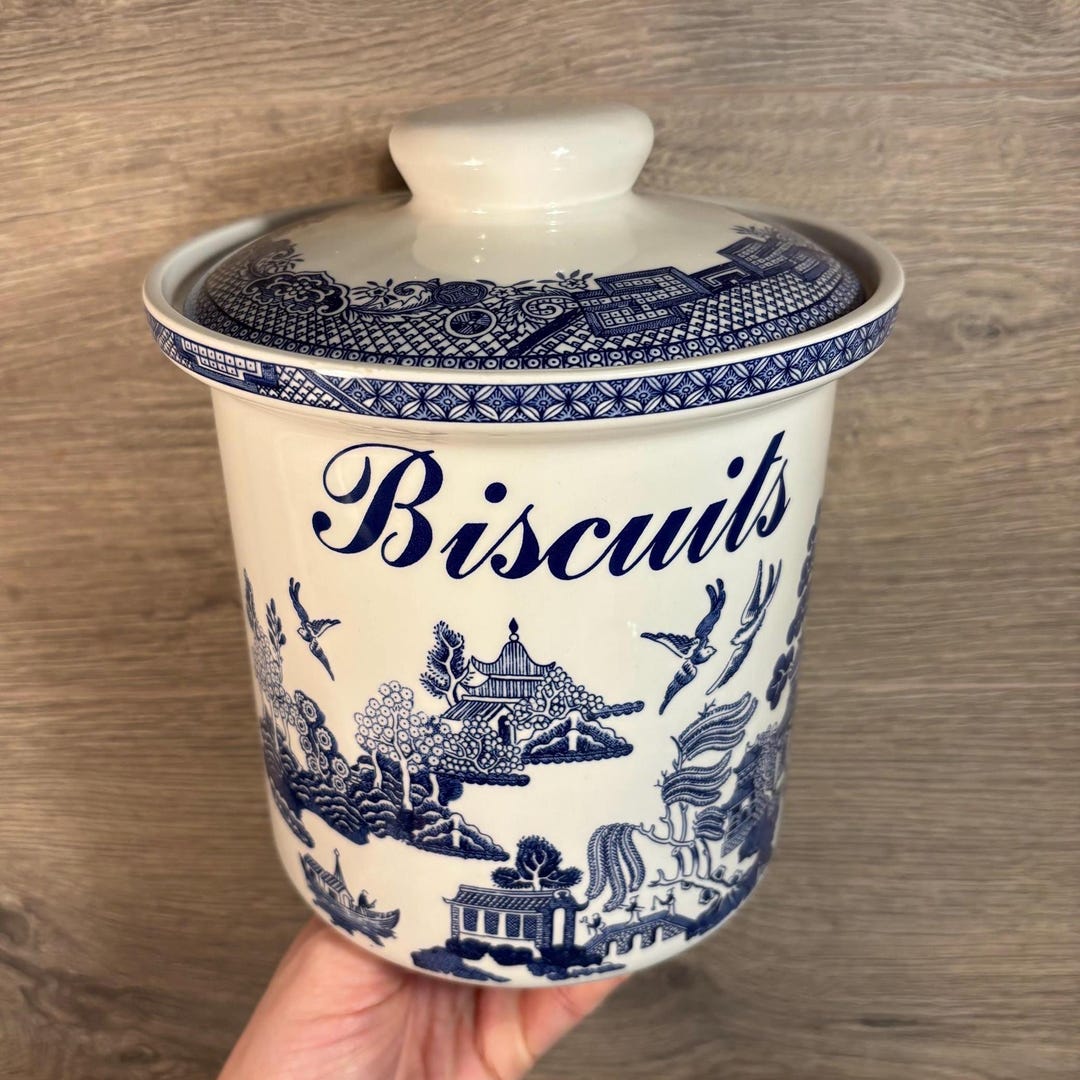 Vintage - Chipped- Empire Ware England Round Lidded Biscuits Canister ...