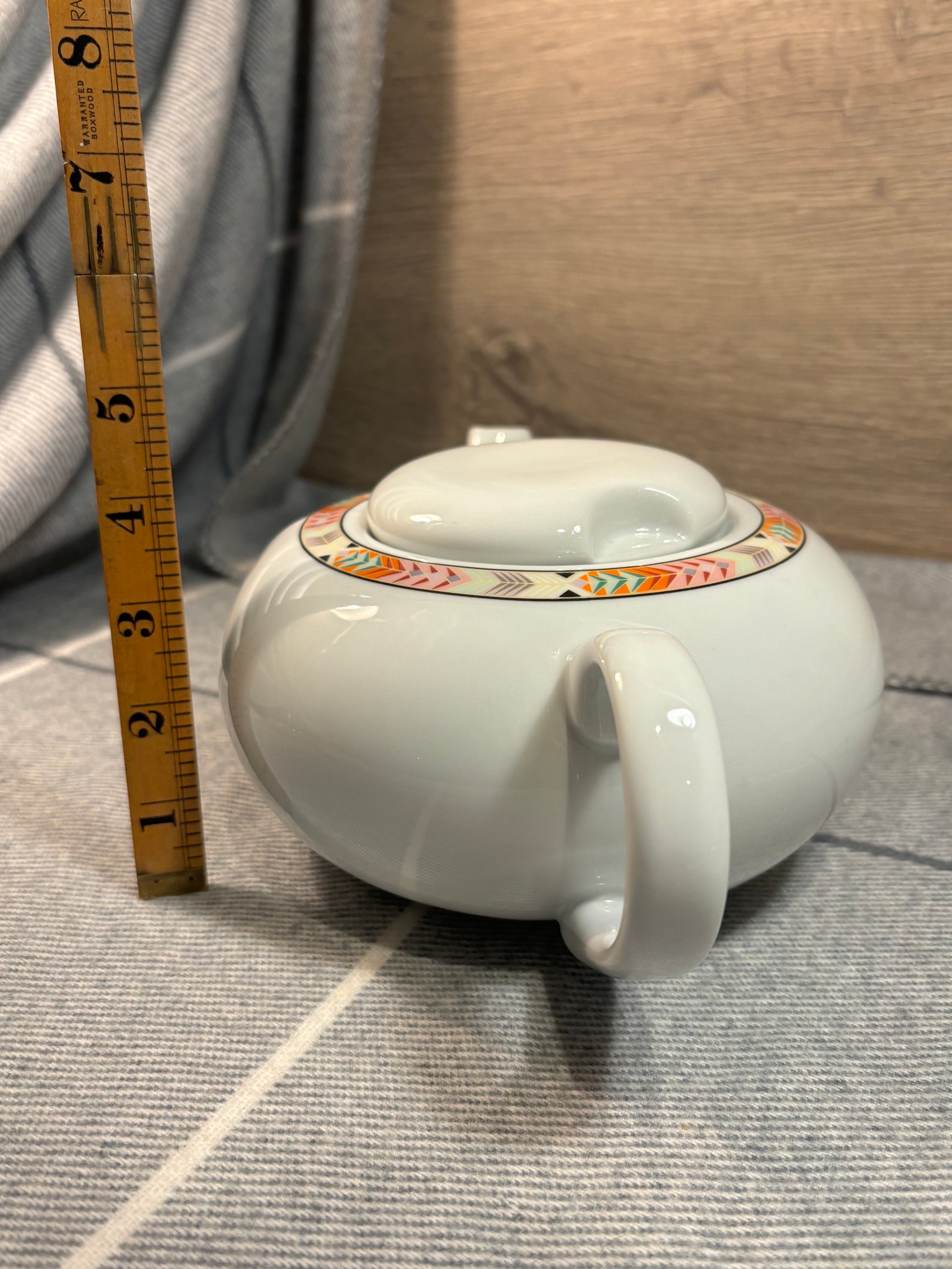 Vintage Mexico Low Profile Flat Teapot | Heavy Porcelain Tea Pot ...