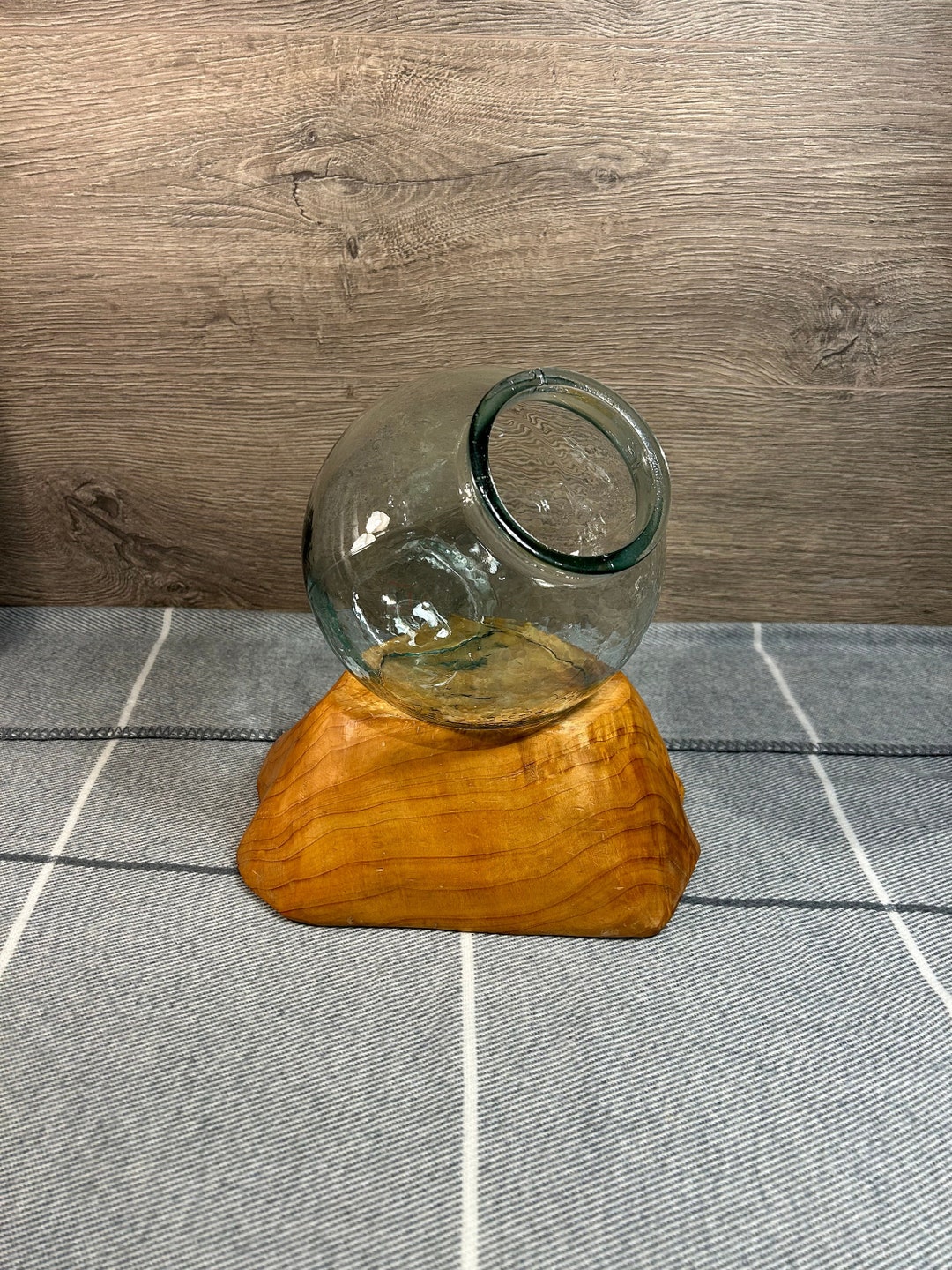 Preloved Albi Glass Made in Spain Angle Cut Round Glass Terrarium ...