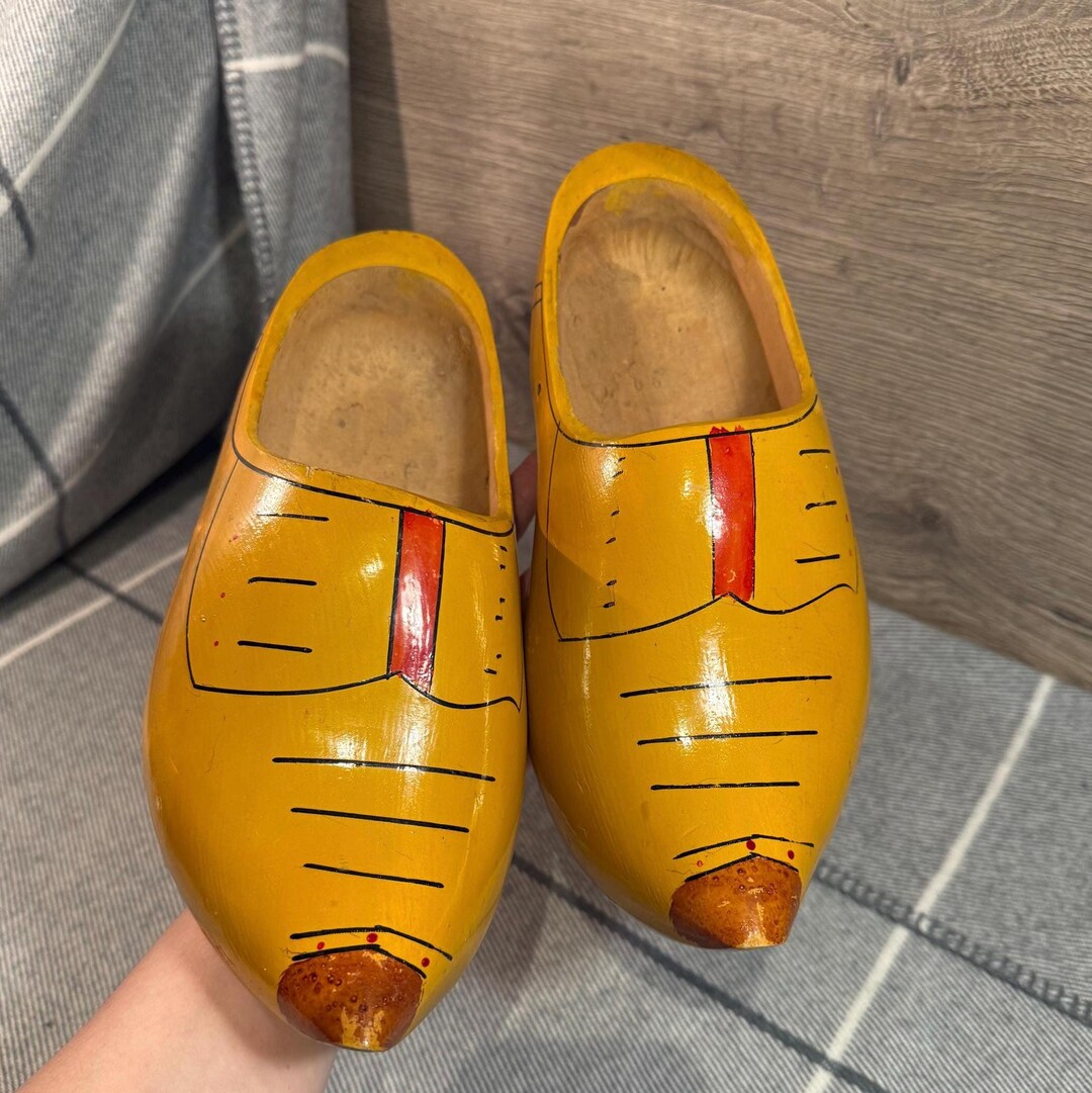 Vintage Hand Crafted Natural Wood Small Size Pair of Clog Shoes ...