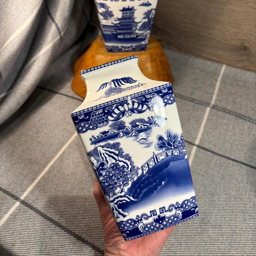 Vintage Ringtons Willow Story Tea Merchants Fine Bone China Cobalt Blue ...