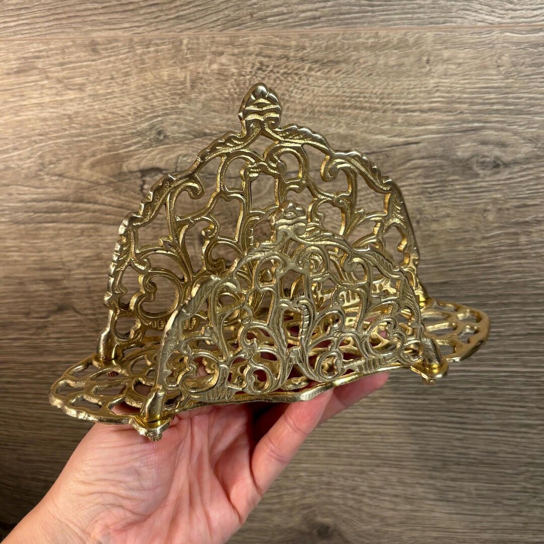 Vintage Art Nouveau Brass Boudoir Love Letter Rack | Serviette & Napkin ...