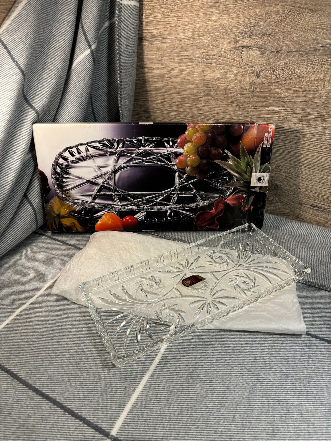 Vintage Original Walther Glass Serving Platter Heavy Crystal Glass ...