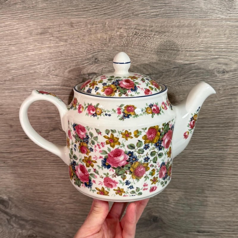 Sadler Pink Flower Teapot - Etsy UK