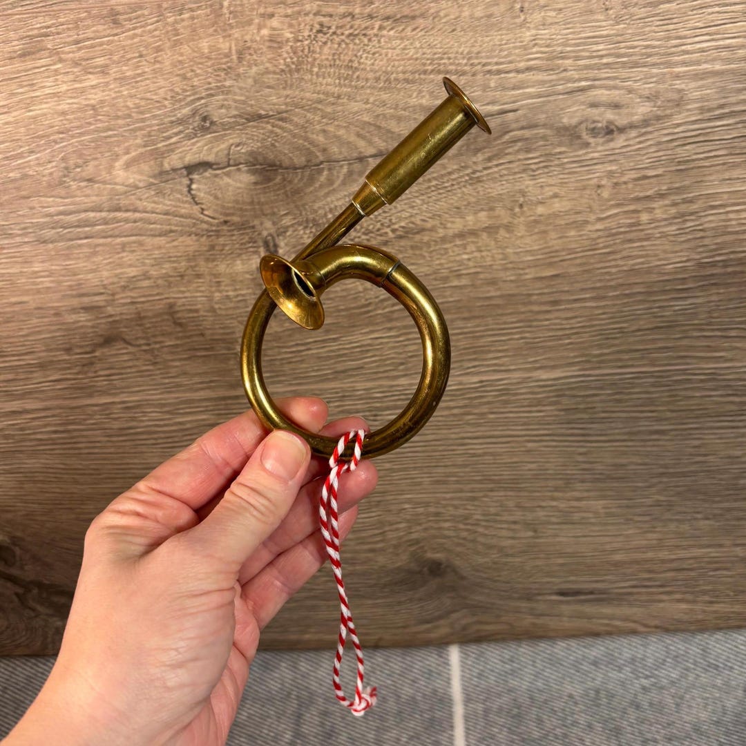 Vintage Brass Lightweight Hunting Horn Replica Christmas Decoration ...