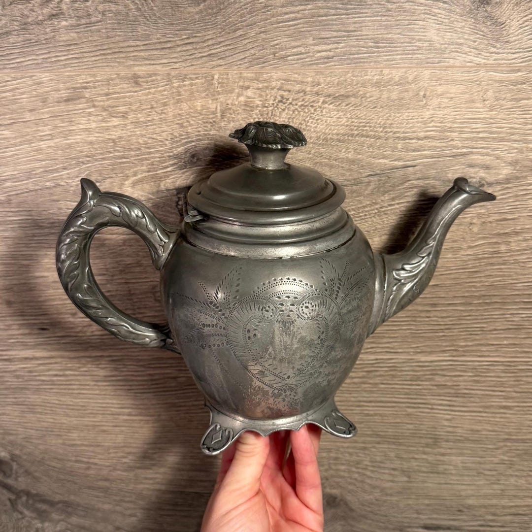 Vintage James Allan Sheffield Pewter Ornate Floral Finial, Acanthus ...