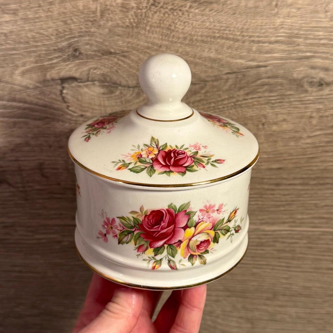 Vintage Old Foley James Kent Ltd Round Lidded Floral Jar Staffordshire ...
