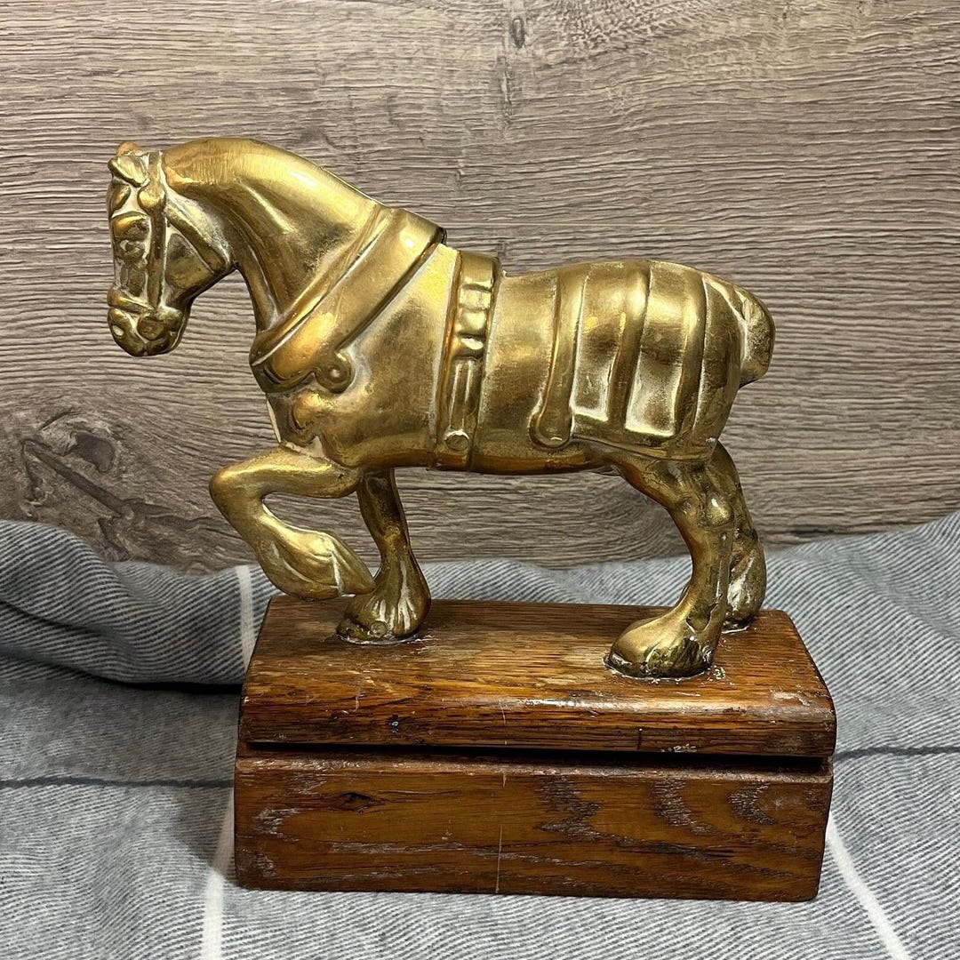 Vintage Solid Cast Brass Large and Heavy Equestrian Statue of Muscular ...