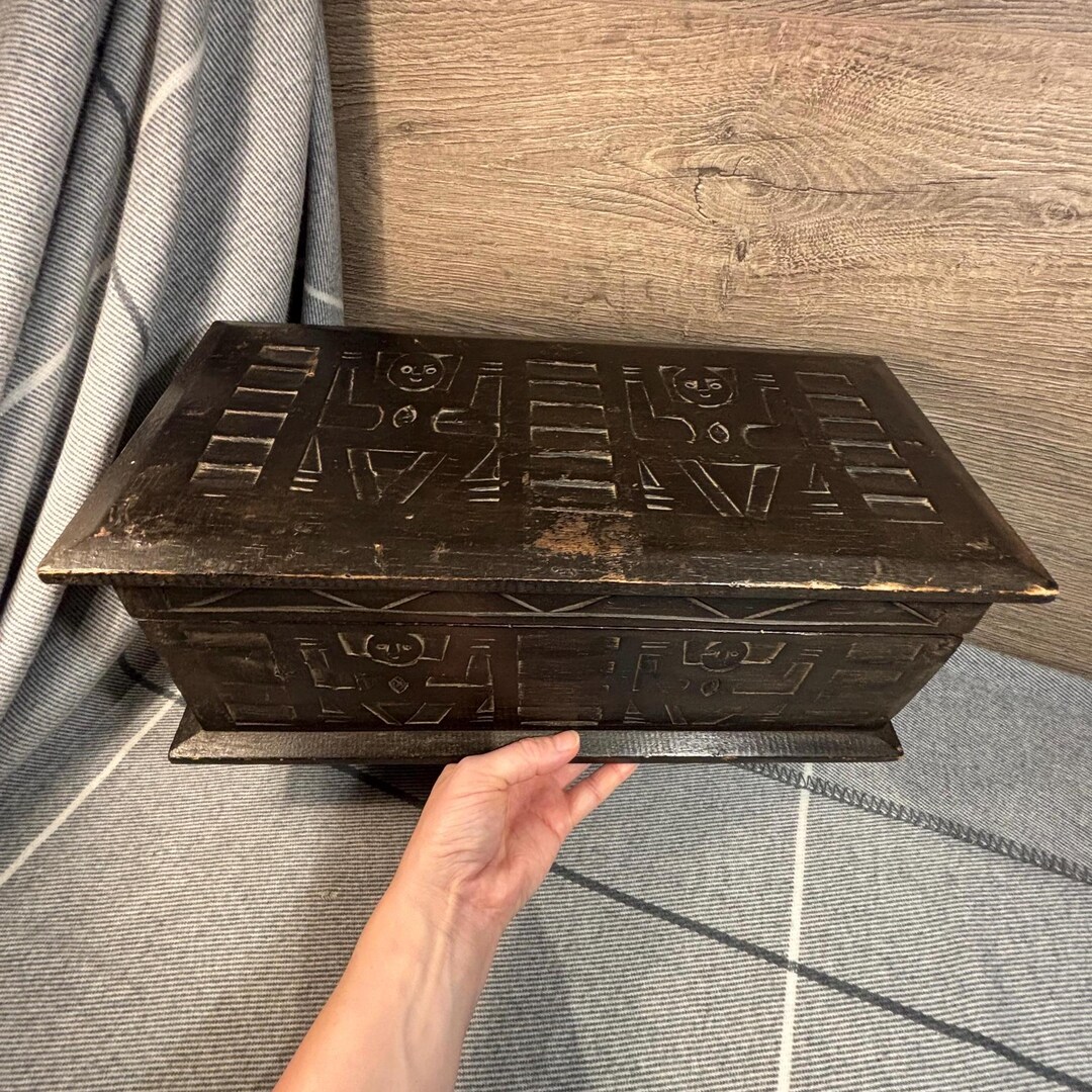 Vintage African Figural Tribe Folk People Motif Ethnic Carved Large ...