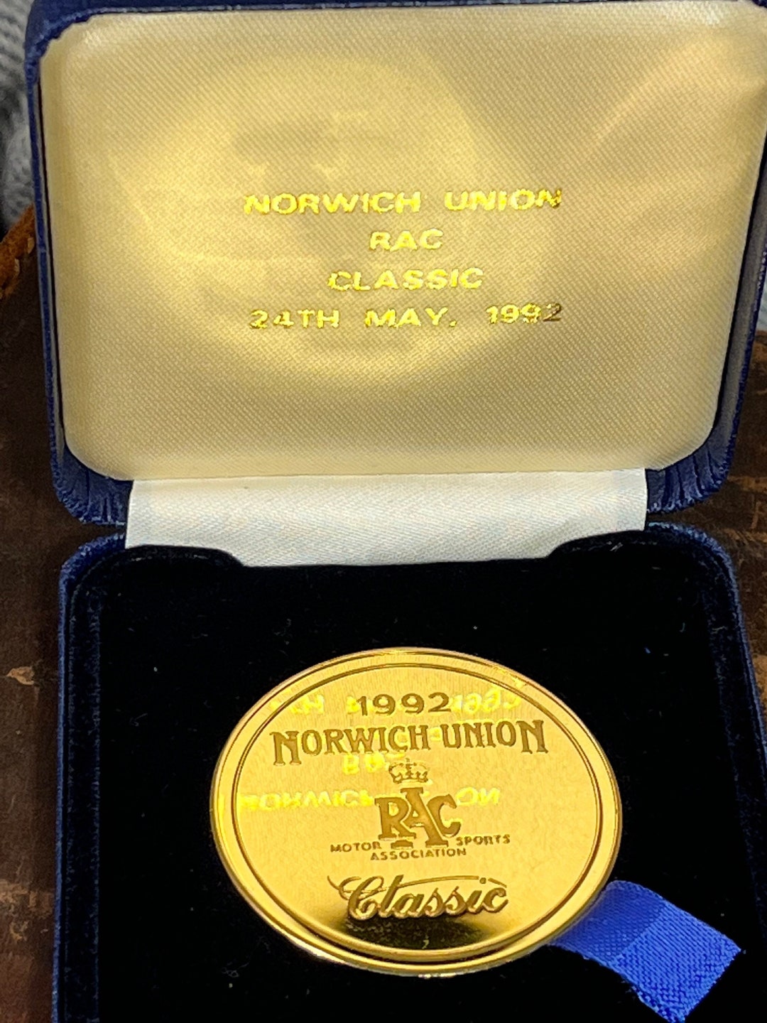 Vintage 1992 Norwich Union RAC Classic Rally Year Gold Tone Medallion ...
