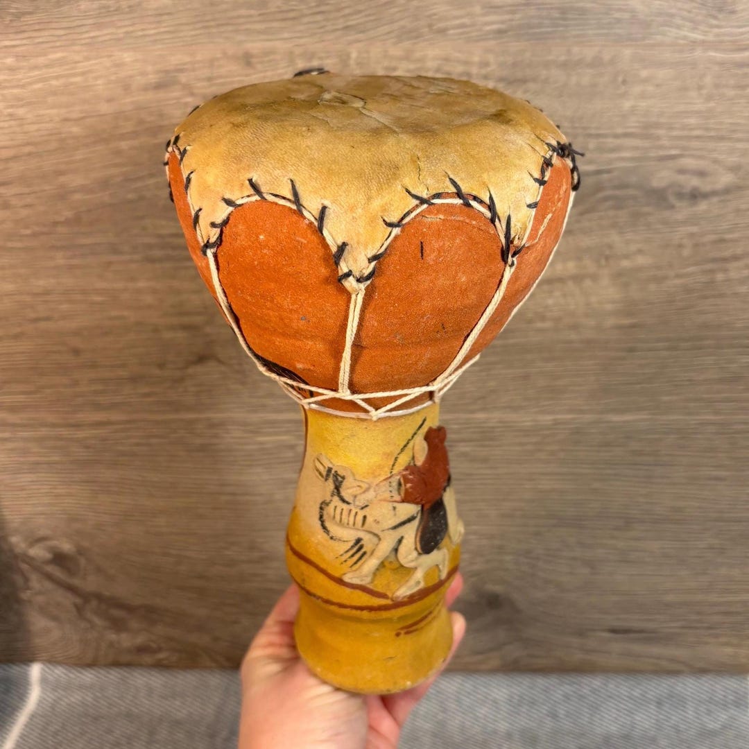 Vintage Tunisie Terracotta and Old Hide Darbuka Djembe Drum | Camel and ...