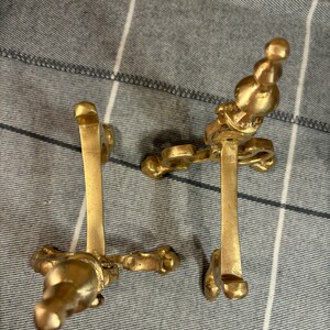 Vintage Solid Brass Shapely Fire Dogs With Lion Claw Paws Antique ...
