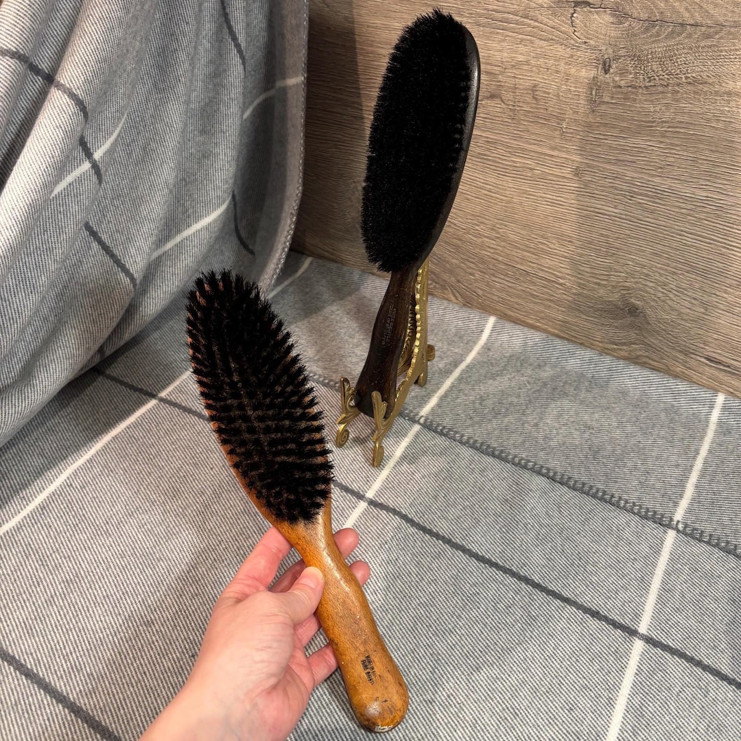 Vintage Set of Two Pure Bristle Made in England Wooden Handle Clothes ...