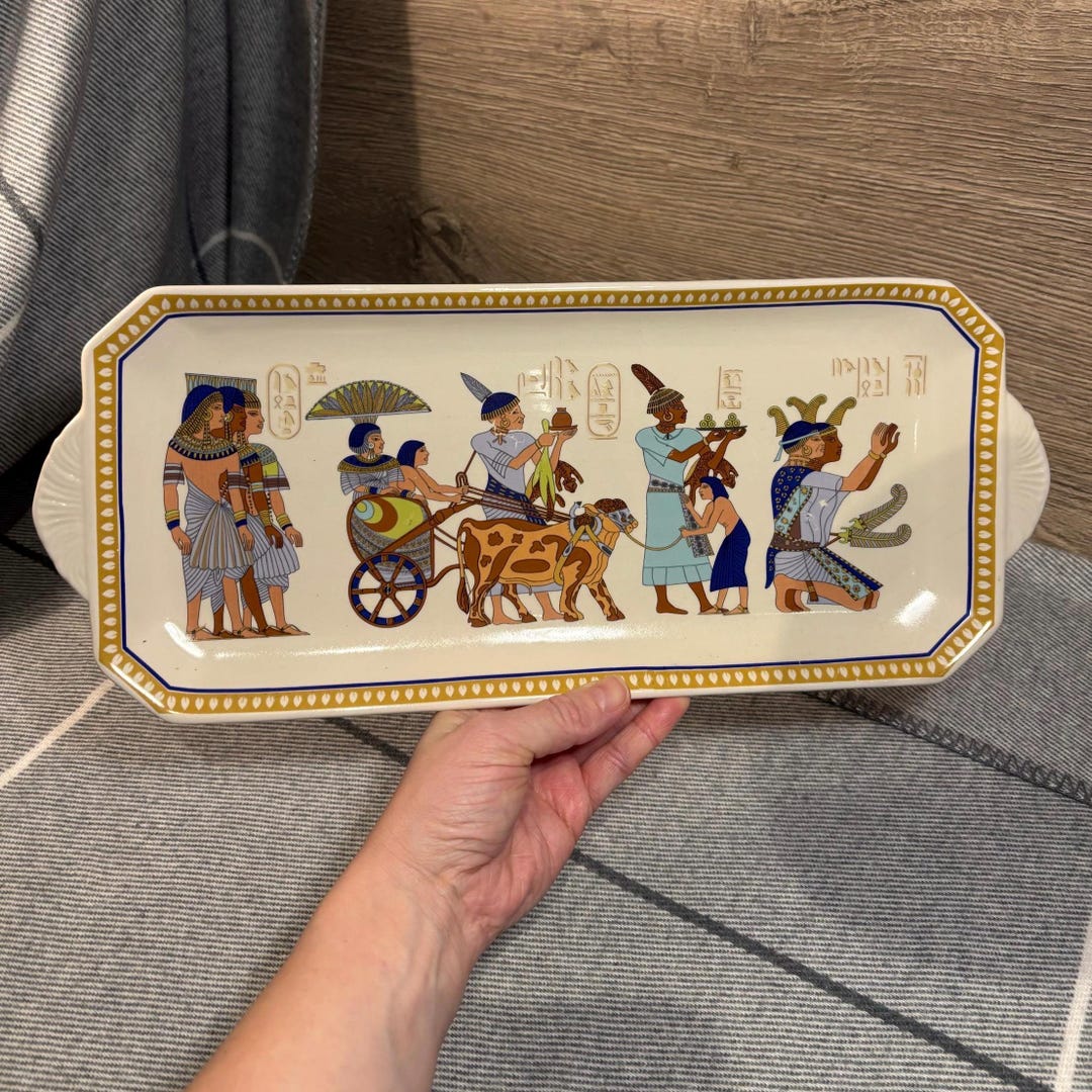 Vintage Panda Ancient Egyptian Rectangular Tray Platter | Colourful ...