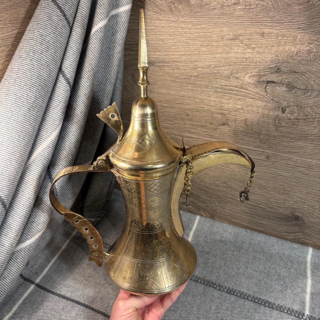 Vintage Large Tall Heavy Middle Eastern Dallah Coffee Pot With Little ...