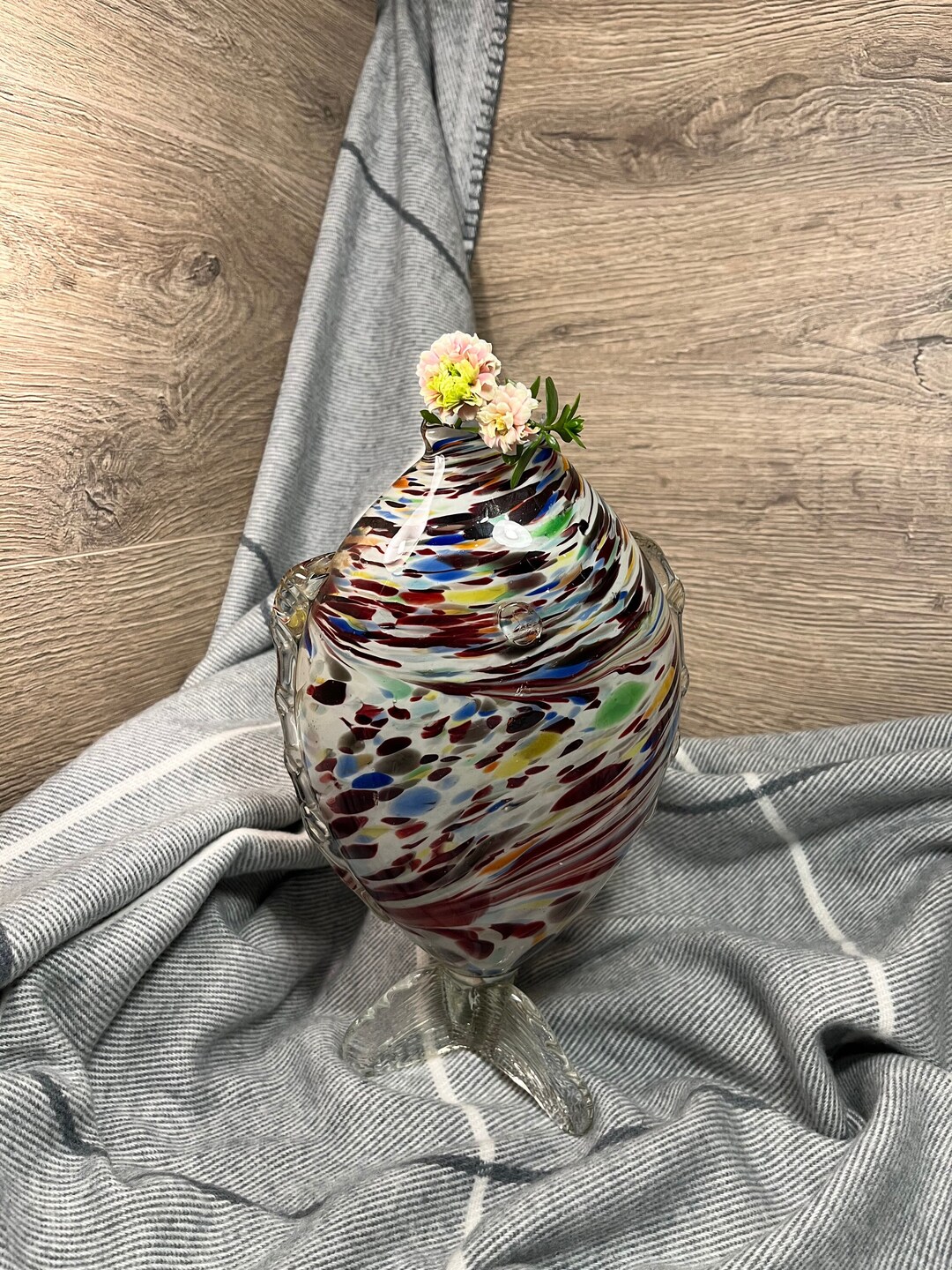 Vintage Mid Century Retro Iconic Hand Crafted Blown Spatter Burgundy ...