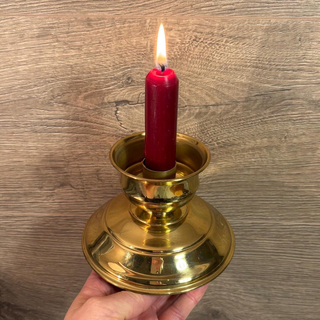 Vintage Round Brass Candle Holder With Removable Internal Insert ...