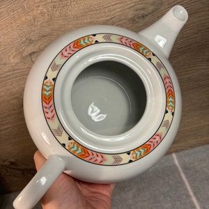 Vintage Mexico Low Profile Flat Teapot | Heavy Porcelain Tea Pot ...