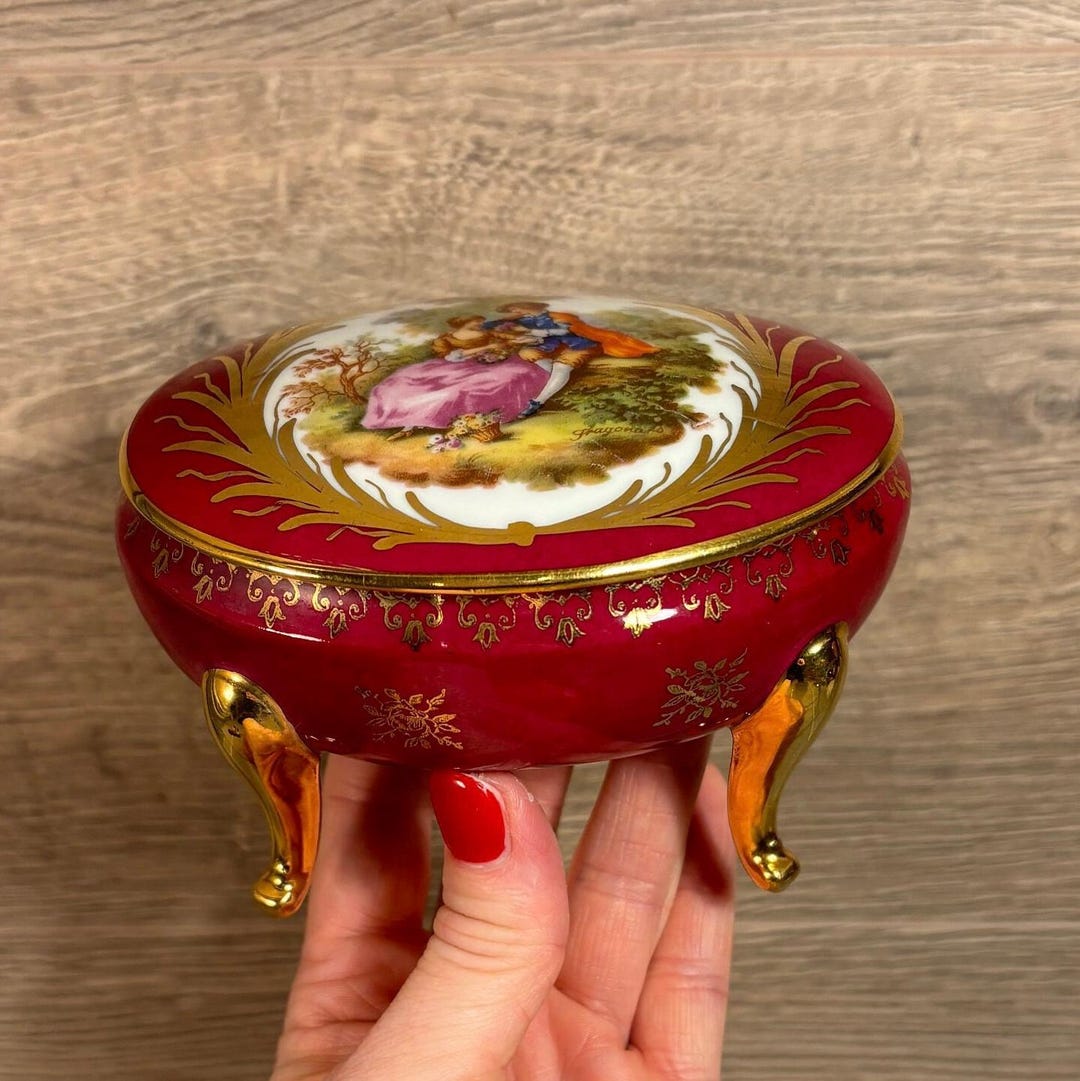 Vintage Fragonard Courting Couple & Flowers Limoges France Porcelain ...