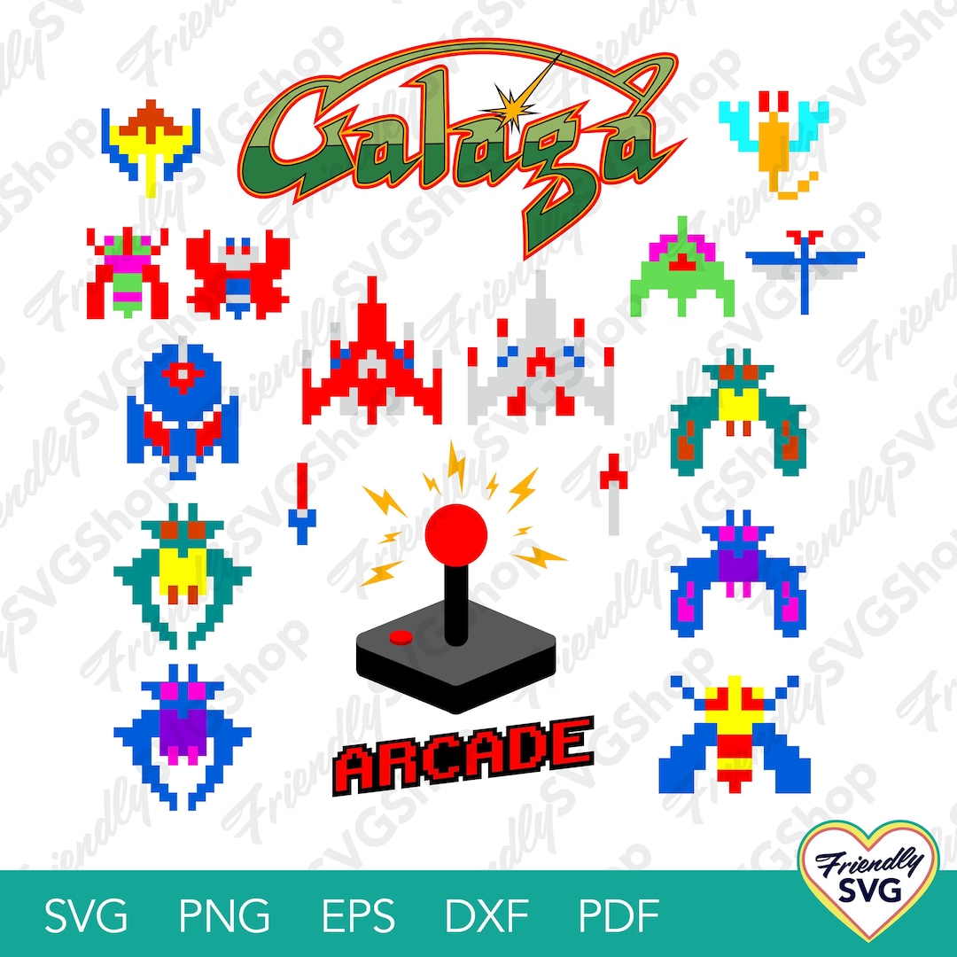 Galaga Retro Video Game Icons Vector Artwork - Etsy