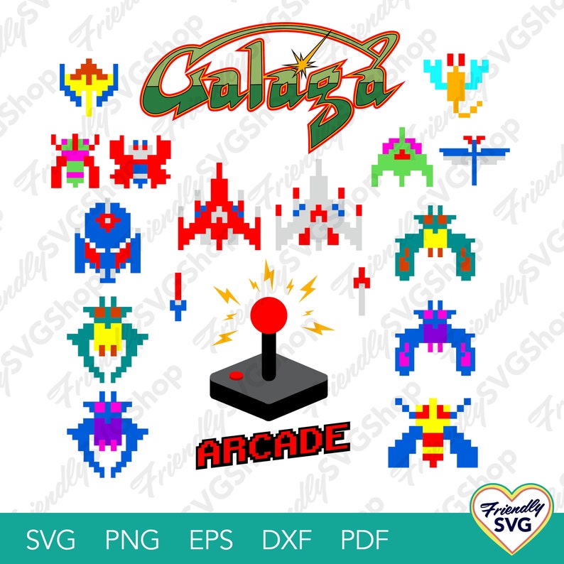 Galaga Retro Video Game Icons Vector Artwork - Etsy