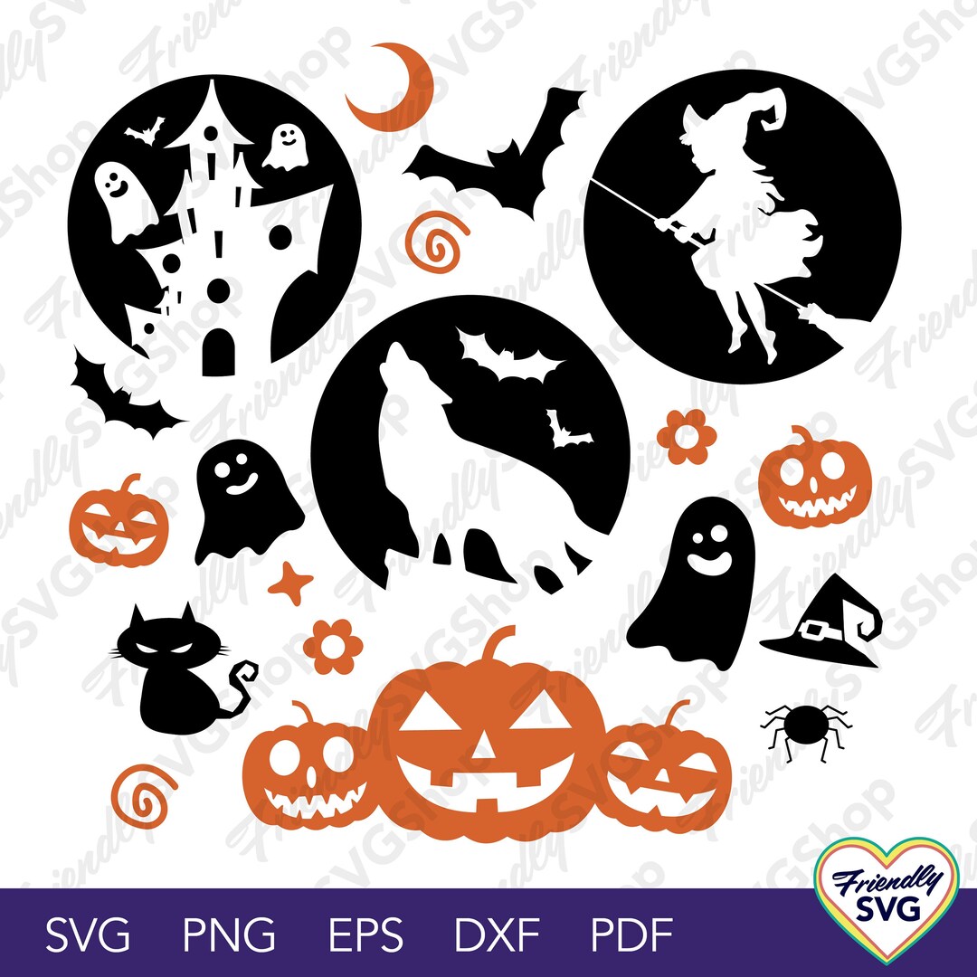 Halloween Moon Vector Artwork - Etsy