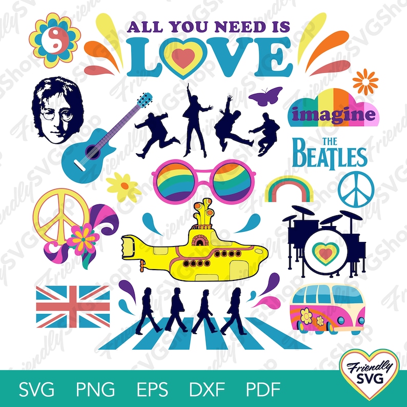 Rock Band 60s Icons Vector Artwork - Etsy