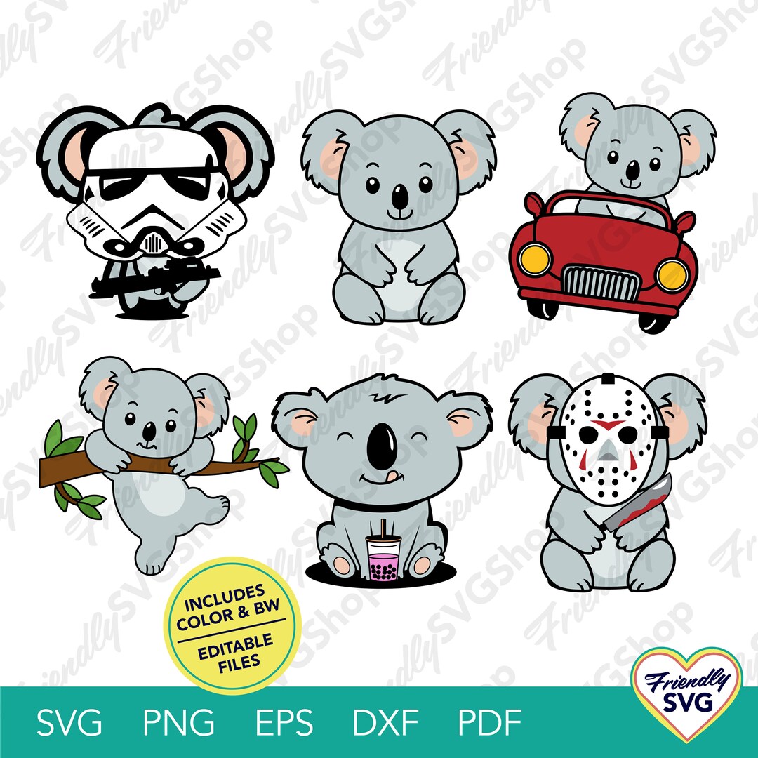Koala Characters, Vector Graphic, Clip Art - Etsy