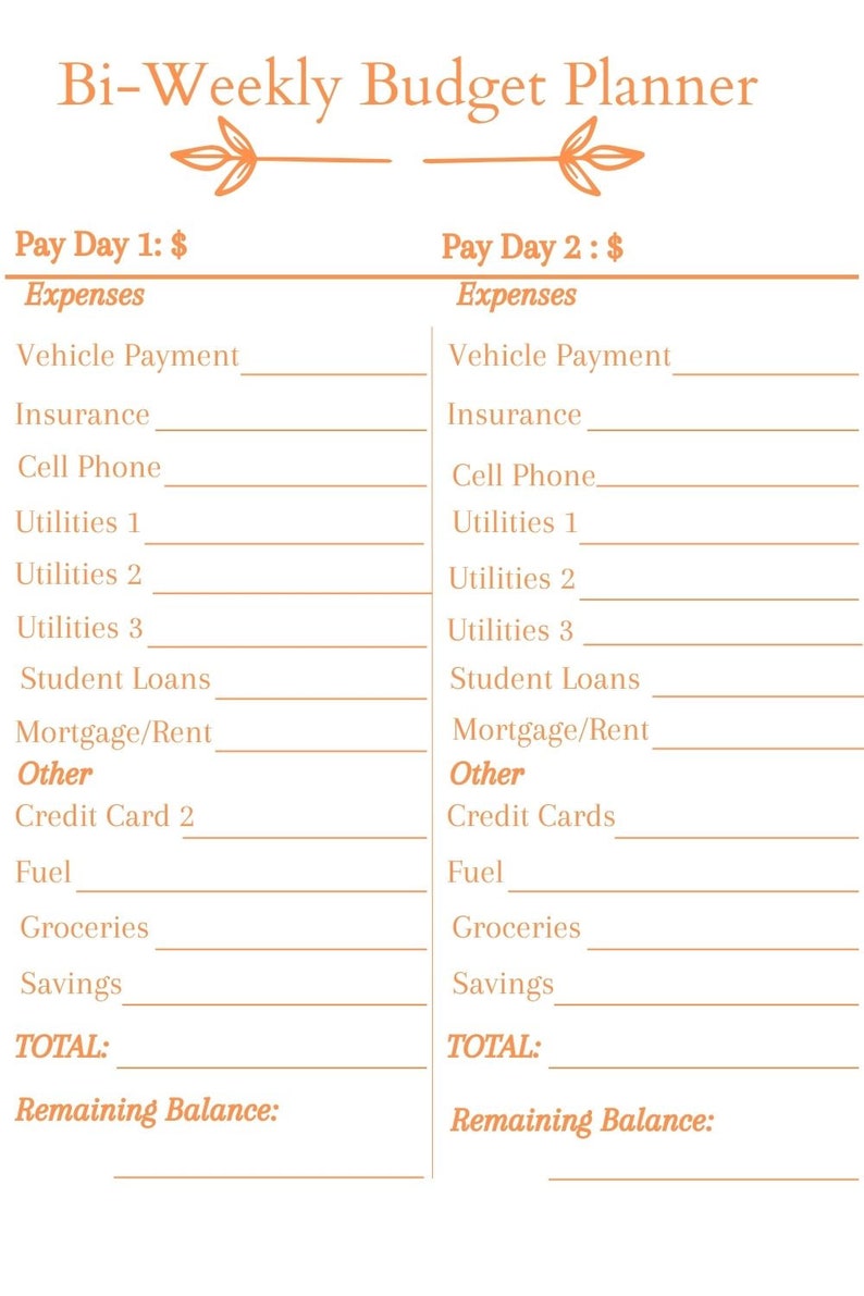 Bi-weekly Budget Planner PDF Instant Downlaod - Etsy