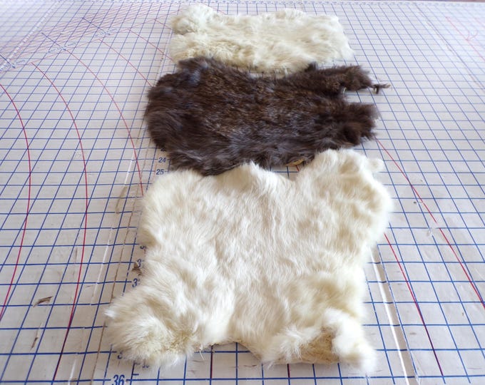 Real Rabbit Fur 3 Pieces, DIY Craft Supplies, Craft Cutter Fur, 3 Full ...