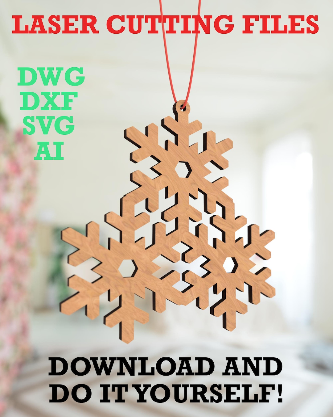Snowflake Laser Cutting Files. Christmas Ornament, Decor. Do It ...