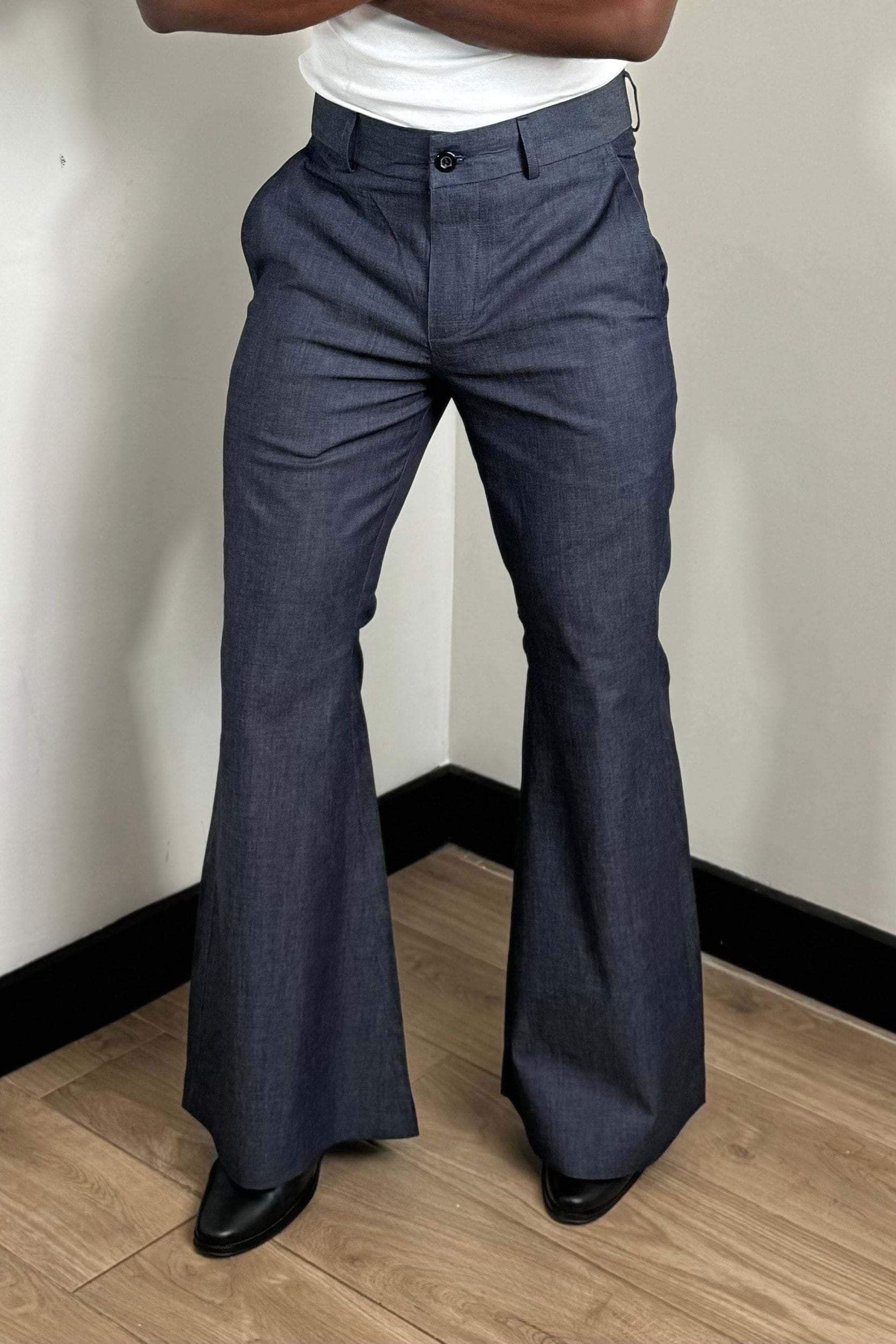 Men’s Flare Pants,denim Trousers ,men Bell Bottom Fit,trendy Cool Men ...