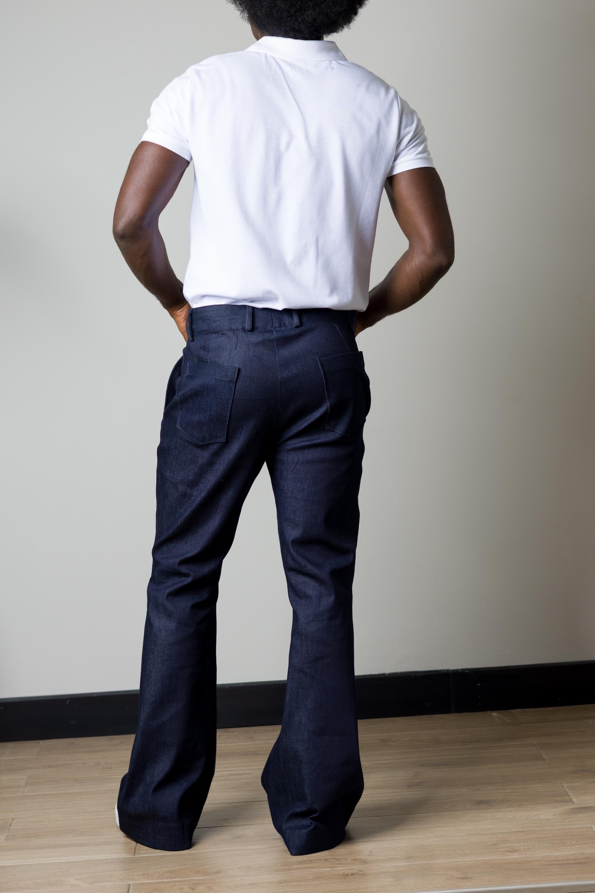 Men’s Flare Pants,denim Trousers ,men Bell Bottom Fit,trendy Cool Men ...