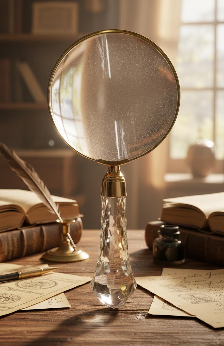 Crystal Handle Magnifying Glass: Brass Frame, Vintage Reader - Etsy