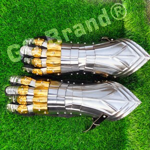 Medieval Armor Gauntlets -18 Gauge Steel Replica With Leather Lined ...