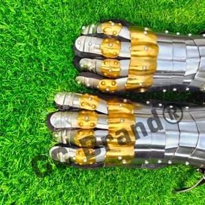 Medieval Armor Gauntlets -18 Gauge Steel Replica With Leather Lined ...