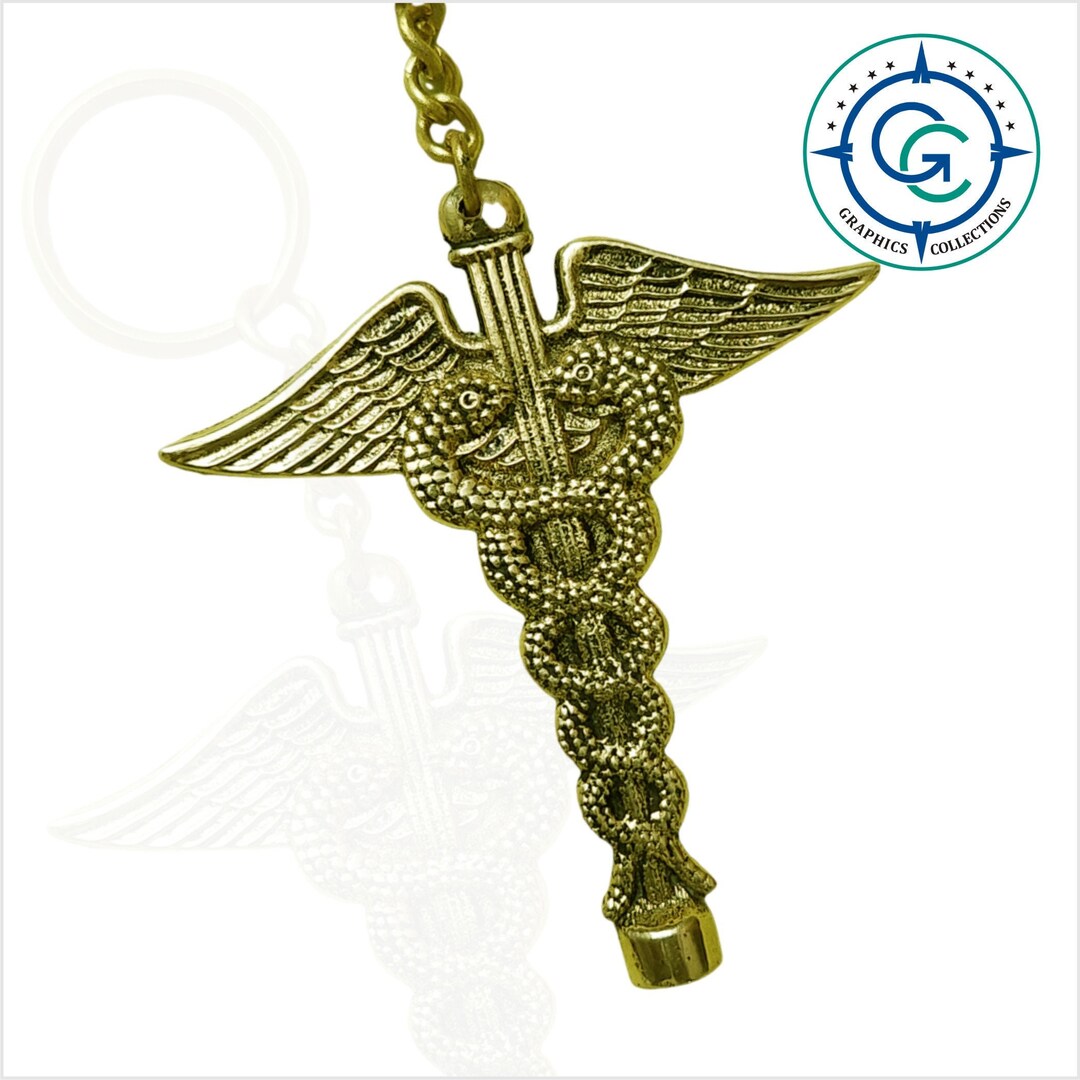 Brass Caduceus Keychain: Medical Doctor Nurse Gift (set of 2) - Etsy