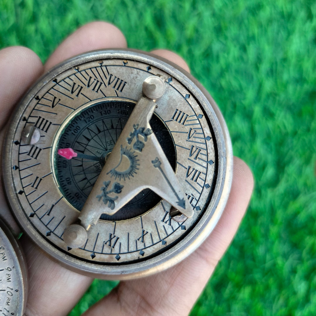 Antique Brass Mary Rose Sundial Compass With Leather Box - Etsy