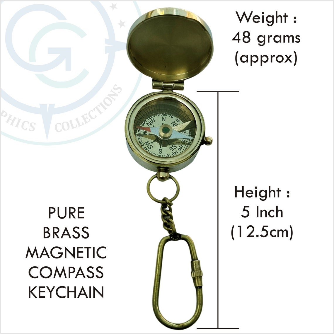Graphics Collections Key Chain Compass Pure Brass Metal - Etsy