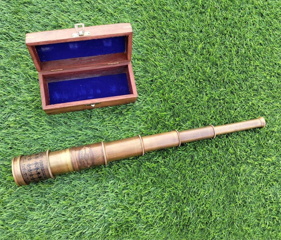Antique Brass Telescope: Victorian Style With Wooden Gift Box - Etsy