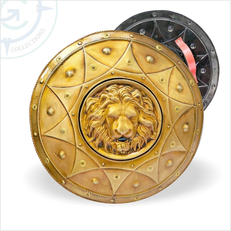 Medieval Knights Armor Shield 23 Lion Face Shield Mid Century Round ...