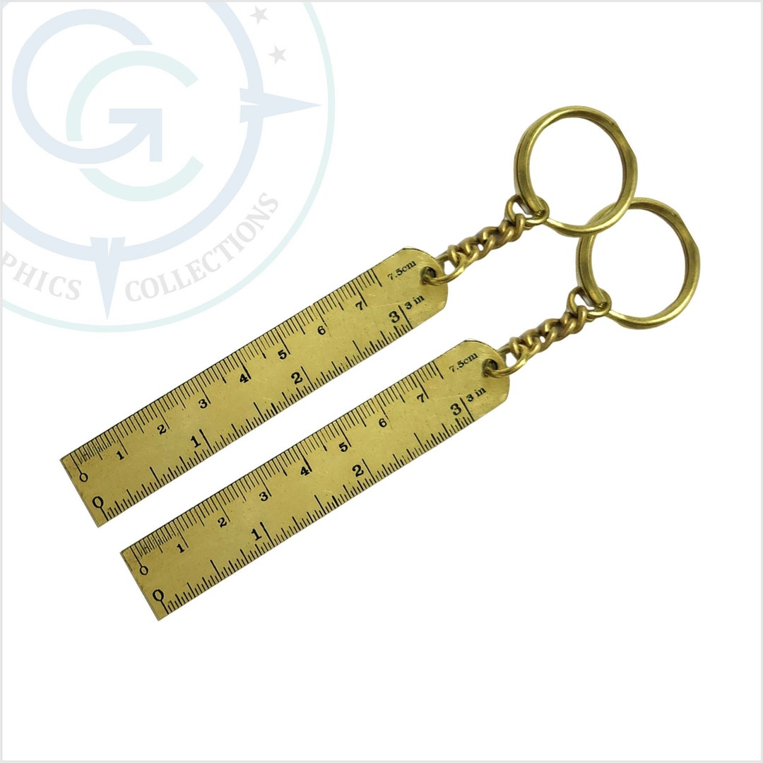 Engraved Solid Brass Ruler Keyring: Double-sided, 3-inch (set of 2 Pcs ...
